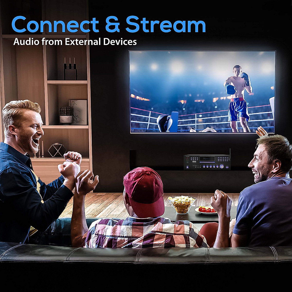 PYLE 4 Channel Amplifier Receiver - 1000 Watt Rack Mount Bluetooth Home Theater-Stereo Surround Sound Preamp Receiver W/Audio/Video System, CD/DVD Player, AM/FM Radio, MP3/USB Reader - PD1000BT