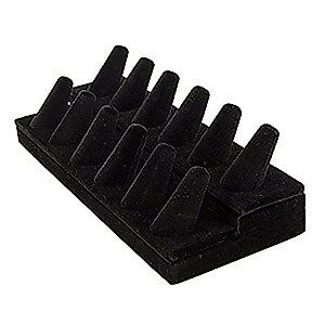 Adorox 2 sets of Finger Black Velvet Ring Trays Accessory Foam Pads Showcase Counter Top Display Jewelry Holder 5.5'' Holiday Gift Christmas