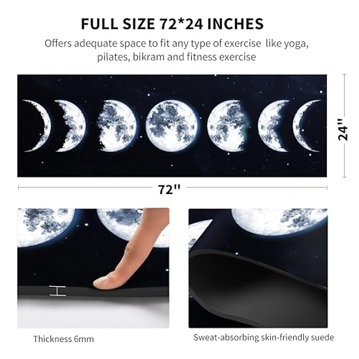 nuveti Yoga Mat Print Extra Thick TPE Non Slip Fitness Exercise Mat with Carrying Bag,72"x24" Extra Thick 6MM Exercise & Workout Mat for Yoga, Pilates Fitness and Floor Exercises