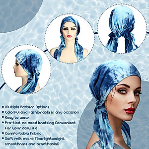 Sintege 4 Pcs Women Head Scarf Pre Tied Chemo Caps Slip on Turban Headwear Cancer Head Wraps Beanie Hat Bandana(Tie Dye Style)