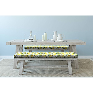 Ambesonne Nature Bench Cushion Set of 2, Exotic Lemon Tree Branches Yummy Delicious Kitchen Gardening Design, Standard Size Foam Pad and Decorative Cover, 45" x 15" x 2", Fern Green Yellow White