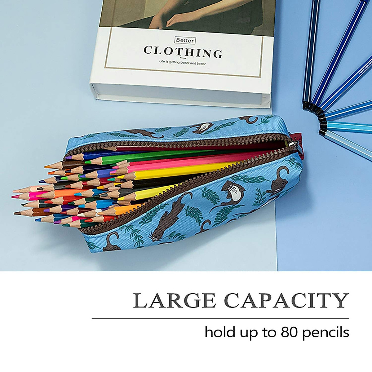 LPakin Cute Otter Canvas Pencil Case Canvas Pen Bag Pouch Gadget Stationary Case Makeup Cosmetic Bag Kawaii Box