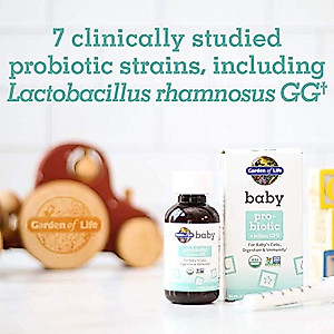 Garden of Life Baby Probiotic Drops for Immune & Digestive Health, Probiotics for Babies, Infants & Toddlers 6-12 Months - 4 Billion CFU - Baby's Organic Daily Colic Support, 56 mL Liquid (1.9 fl oz)