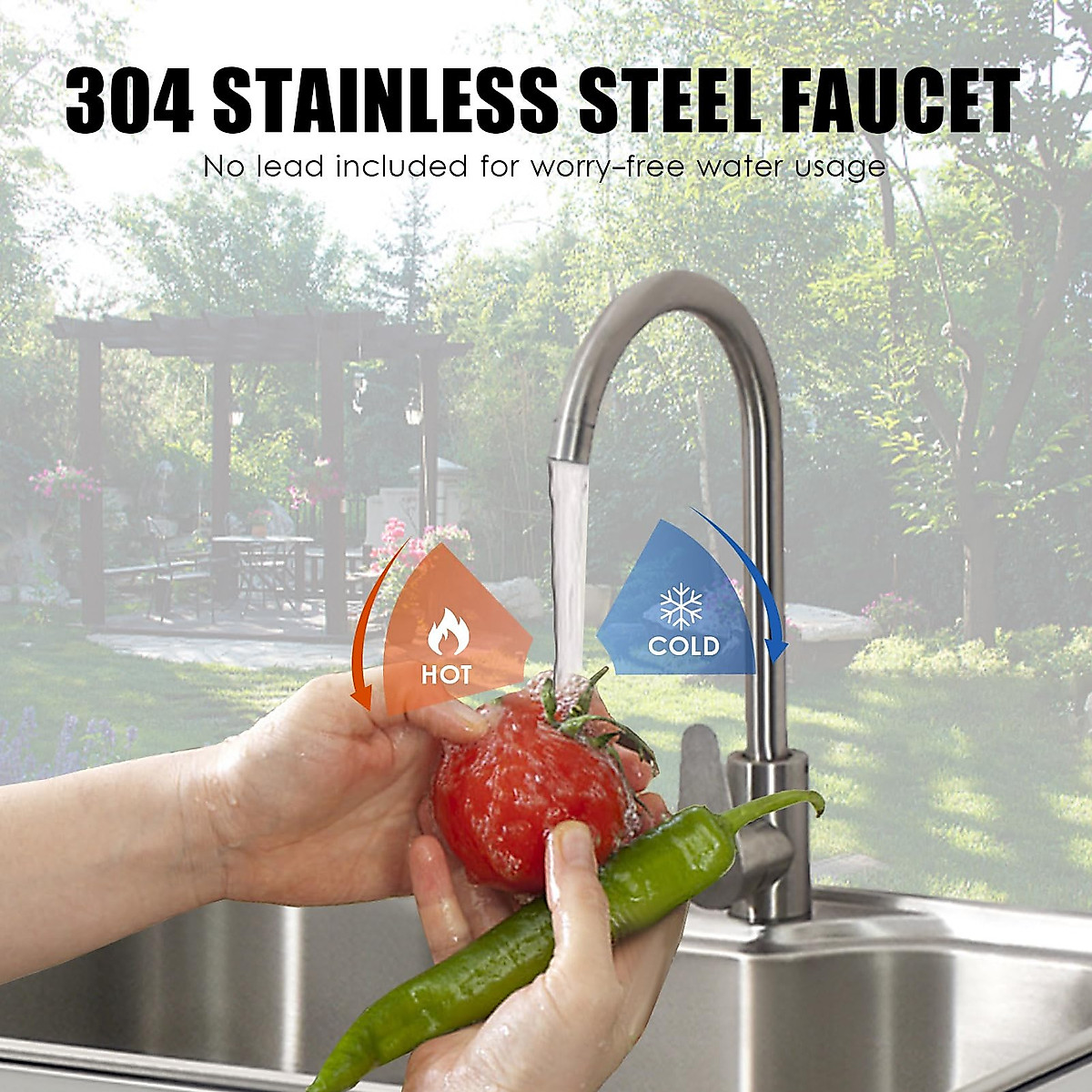 Stainless Steel Prep & Utility Sink 1 Compartment Commercial Kitchen Sink,Single L26.7"x H33.46" Tub with No Lead Faucet for Restaurant, Kitchen, Laundry, Garage