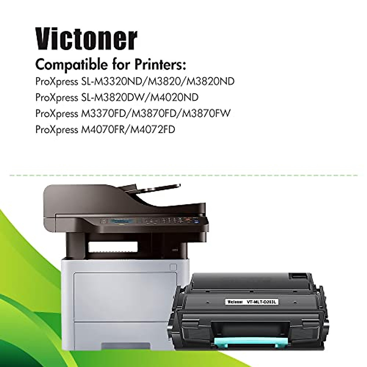 Victoner Compatible Toner Cartridge Replacement for Samsung 203L MLT D203L MLT-D203L MLTD203L Proxpress M3320ND M3870FW M4020ND M3370FD M3820DW M4070FR M4070FX Printer (Black, 2-Pack)