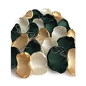 Emerald gold ivory 100 flower petals wedding decor bridal shower decor baby shower decor flower girl petals