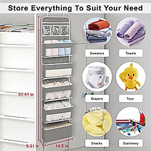 JINOKADI Over Door Storage Organizer 6 Tiers, Removable 1 Split into 2 Swing-Proof Hanging Bathroom Storage Organization Hanging Bag for Toy Magazine Baby Cosmetic Diaper