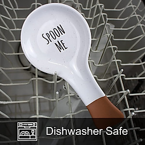 MAVOJI Spoon Rest for Stove Top – Large Farmhouse Spoon Holder for Kitchen Counter, Ceramic Utensil Holder for Big Cooking Spoon, Slotted Spoon, Spatula, Ladle, Serving Spoon, Tongs