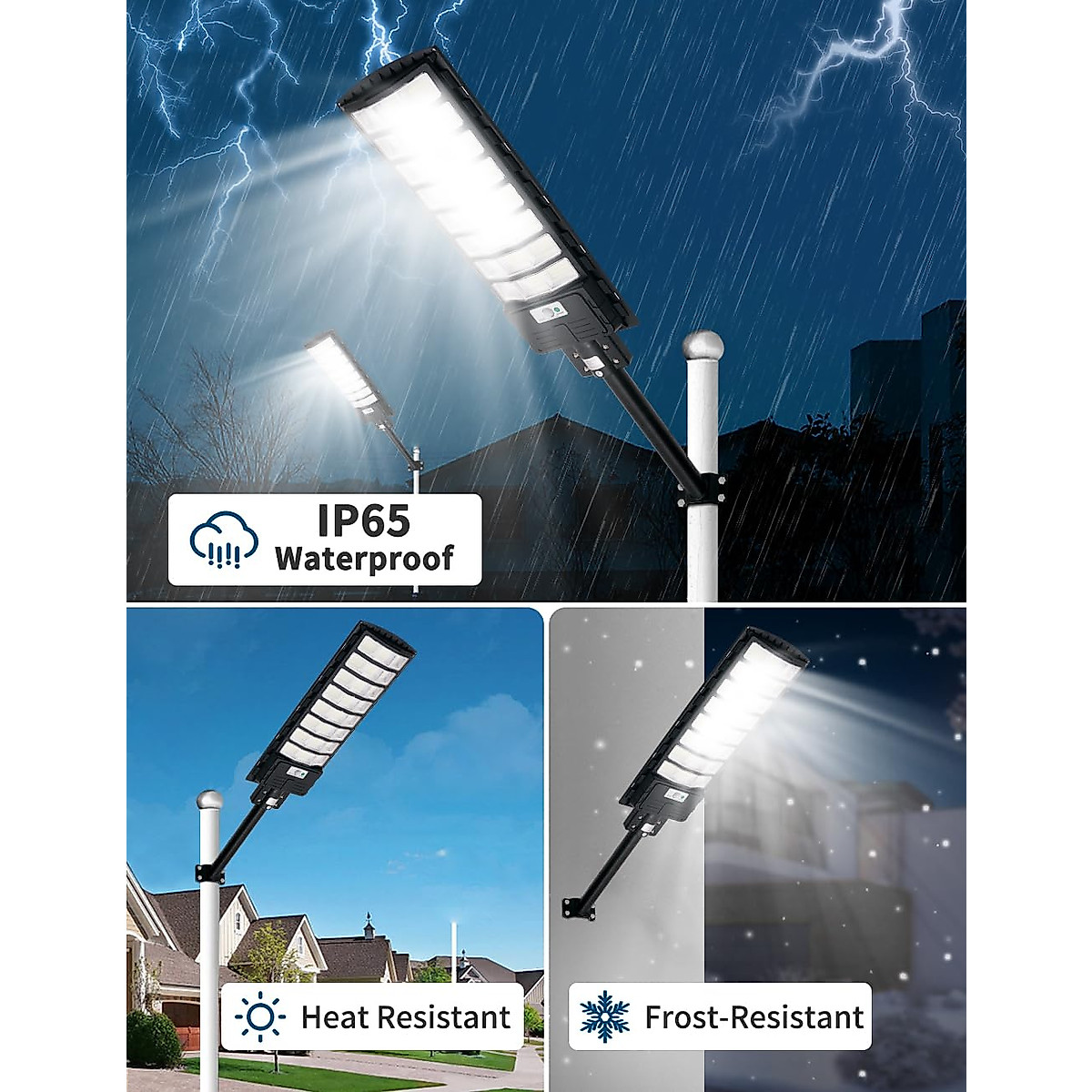 Sararoom 800W Solar Street Lights Outdoor Waterproof，16000 LM Dusk to Dawn Solar Flood Light with Remote Motion Sensor，Dimmable LED Street Light for Parking Lot, Yard, etc（ 4 Pack ）