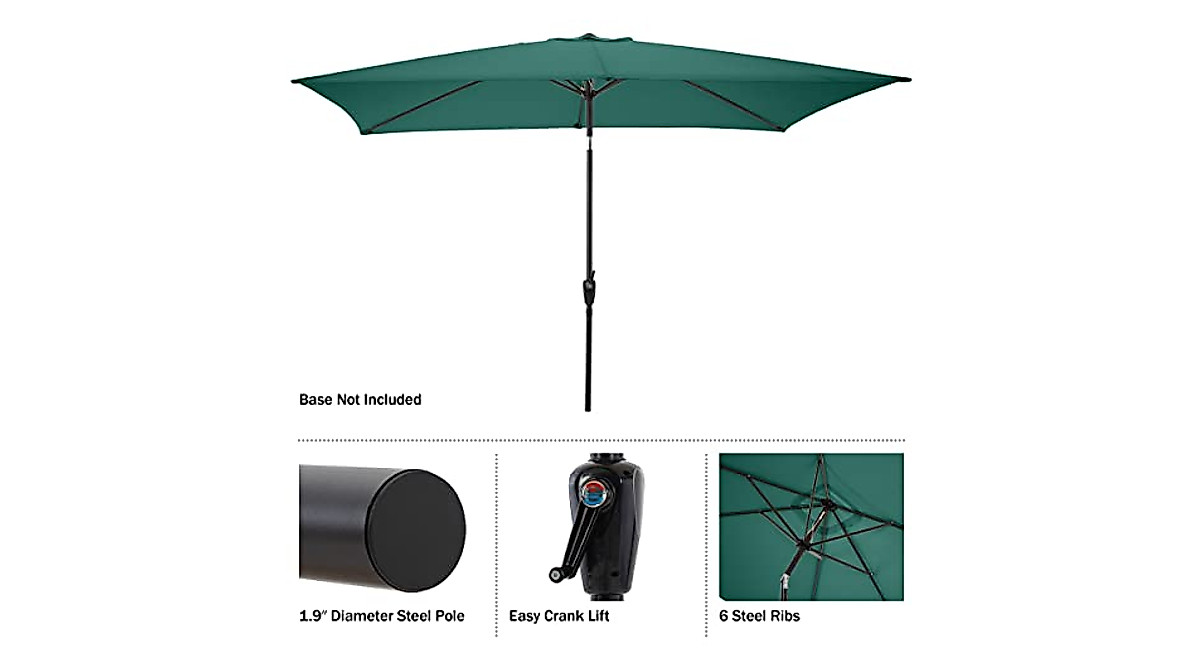 Pure Garden Hunter Green Rectangular Patio Umbrella - Tilt