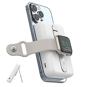 ZEROLEMON Magnetic Portable Charger, MagJuice+ 10000mAh Wireless Battery Pack with Stand, Compatible with MagSafe, 20W Power Bank for iPhone 15 Pro Max/12/13/14 Series, Apple Watch, AirPods - White