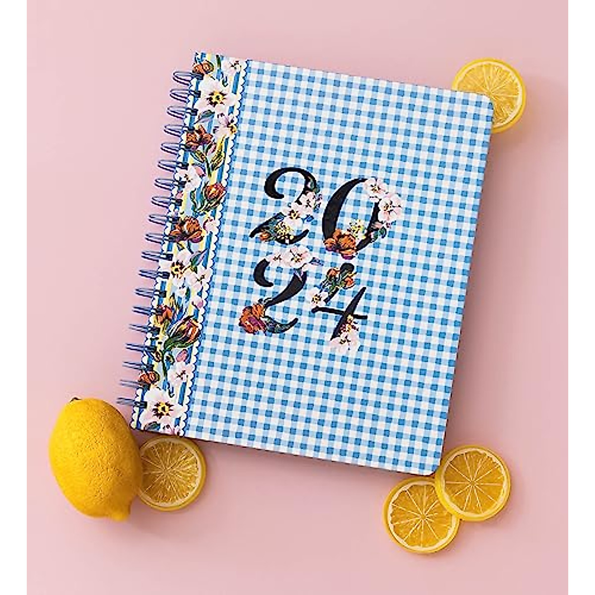 Vera Bradley Hardcover Daily Planner 2023-2024, Spiral Planner Dated August 2023 - December 2024, Jumbo Size Cute Planner, Weekly Planner with Monthly Calendar, Stickers, & Pockets, Sea Air Floral