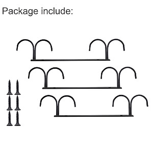 EigPluy Mug Hooks Under Cabinet,3 Pieces Under Cabinet Mug Holder,Under Shelf Mug Organizer Rack with 12 Hooks,Display Hanging Storage Hook for Mugs/Coffee Cups/Kitchen Utensils, Black