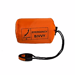 Emergency/Survival Bivvy Bag - Mylar Sleeping Bag, Survival shelter, Reflects 90% Body Heat, Hiking, Camping, Outdoors, Fishing, Hunting, overlanding, Scouts, Ripstop Carry Bag w/Whistle (Orange)
