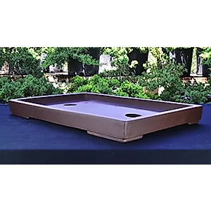 Oversize Large Unglazed 32" Rectangular Flat Yixing Purple Clay Ceramic Bonsai Pot(PA63-31)
