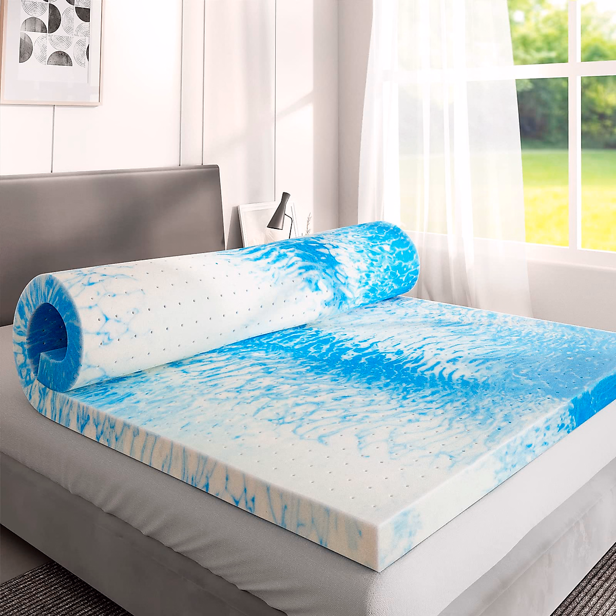 Airensky 2 Inch Twin XL (39"x80") Memory Foam Mattress Topper, Cooling Gel Infused Foam Mattress Topper for Pressure Relief Back Pain, Single Bed Toppers, CertiPUR-US