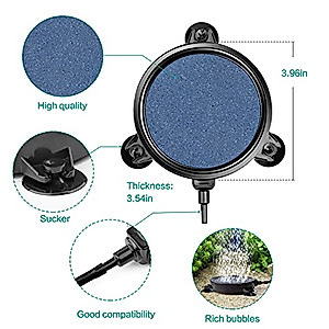 101 PCS 4 Inch Air Stone Disc Bubble Diffuser with Sucker, 52 ft Silicone Airline Tubing with Air Pump Accessories, 4 Control Valve,4 Check Valves, 12 Suction Cups for Hydroponics Aquarium Fish Tank