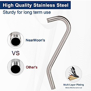 NearMoon J Shaped Shower Head Extension Arm, Stainless Steel Shower Head Height Extender with Flange, Riser Pipe Design for Cozy Shower Experience, Standard 1/2" Connection (12 Inch, Brushed Nickel)
