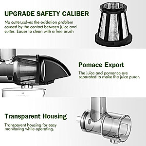 AMZCHEF Slow Masticating Juicer Bundle with Meat Grinder Attachment,Cold Press Juicer With Silent Motor and Reverse Function,with Sausage Stuffer Tubes and Grinding Plates