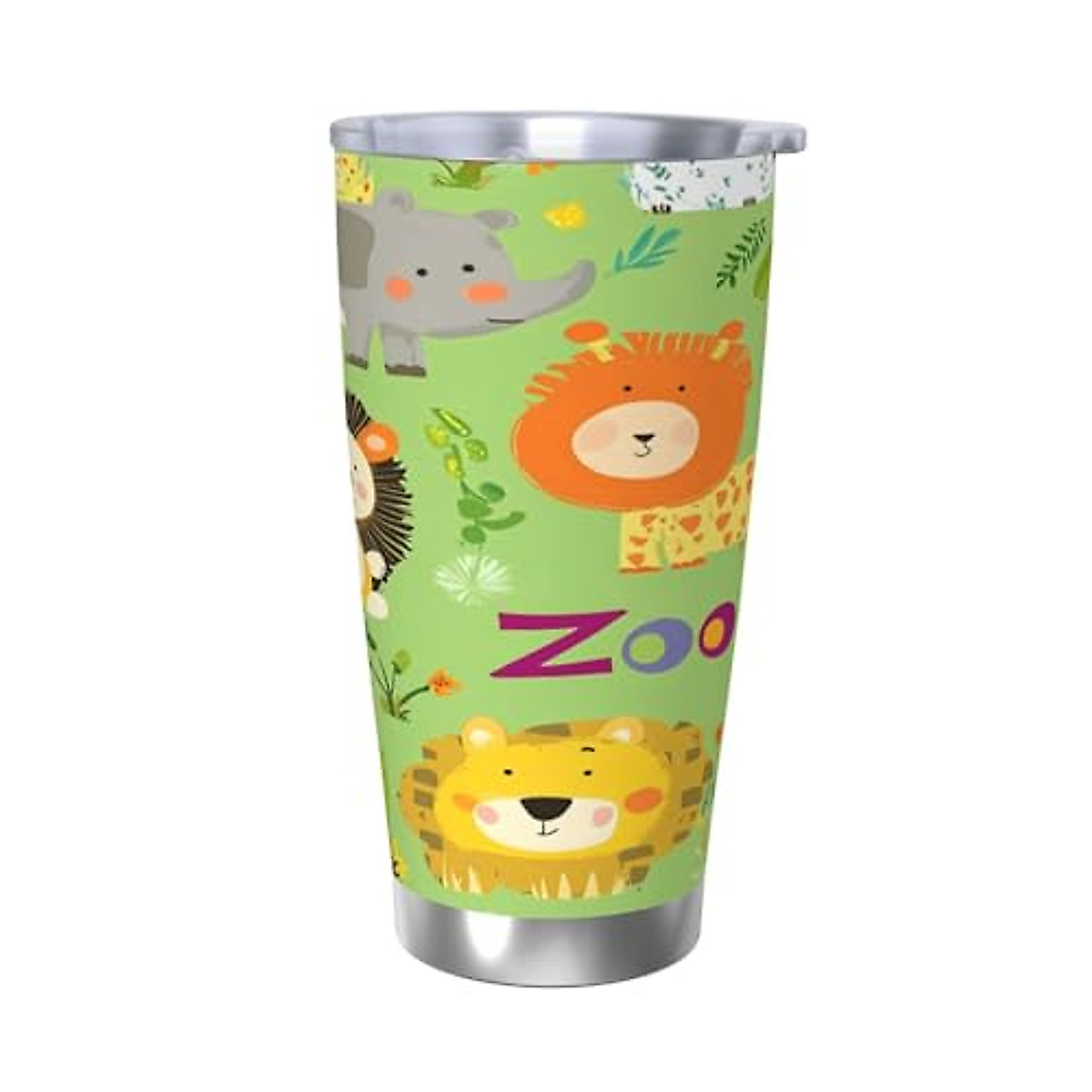 AYCZN Zoo 20 OZ Tumbler Stainless Steel Travel Coffee Mug, Lion Tiger Insulated Water Bottle with Lid and 2 StrawsLeakproof Thermal Cup