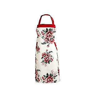 Perfect Present For Mothers, Ideal Mothers Kitchen Linen Set. Set Include Greeting Card, Bib Apron, Oven Mitt, Pot Holder, Kitchen Towel. Beautiful Flower Design, 100 Percent Cotton.