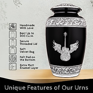 Displayex India Hand Engraved Guitar Urns for Human Ashes Adult Male Female - Urns for Men Women Human Ashes, Cremation Urn Human Ashes, Dog Cat Pet Memorial Urn, Keepsake Box