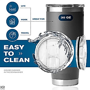 2Pcs Replacement Lid for Travel Mug - Yeti Replacement Lids for Tumblers with Lids and Straws Spill Proof Lids for Yeti Mug - RTIC tumbler 30 Oz Yeti Rambler Coffee Tumbler Lid Coffee Travel Mug