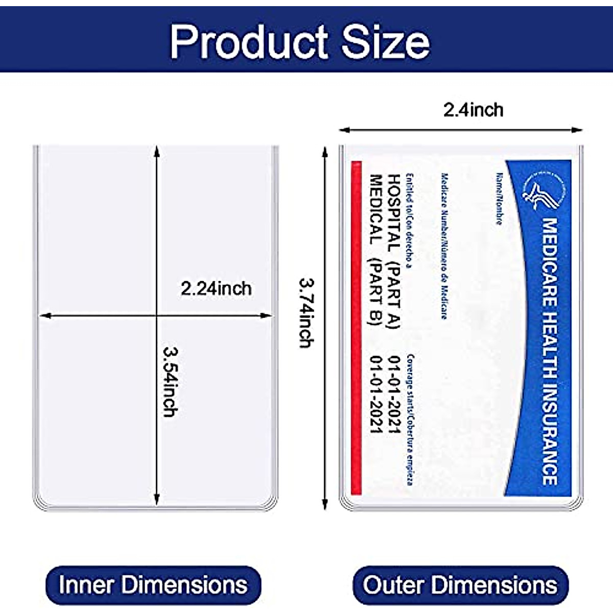 New Medicare Card Holder Protector Sleeves, 12Mil Clear PVC Soft Water Resistant Medicare Card Protector Sleeves for Credit Card Business Card Social Security (Matte 6 Pack)