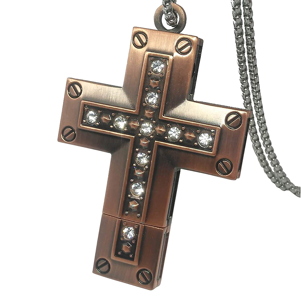 HUNTER ACTION Diamond Jewelry Cross 64GB USB 2.0 Flash Disk Thumb Drive USB Flash Drives U Disk USB Disk Metal USB Flash Drive with Necklace Keychain Design