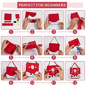 FREEBLOSS 6 Set Christmas Theme First Sewing Kit for Sew Your Own Purses Educational DIY Art Craft with Safety Needle & Harmless Felt for Art Project