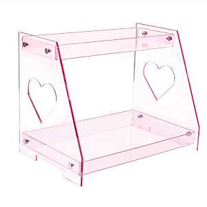 ROYALITA 2 Tier Pink Heart Bathroom Countertop Organizer Display Shelf, Acrylic Tray Vanity Perfume Storage Skincare Organizer for Counter, Cute Bathroom Sink Cosmetic Organizer Shelf