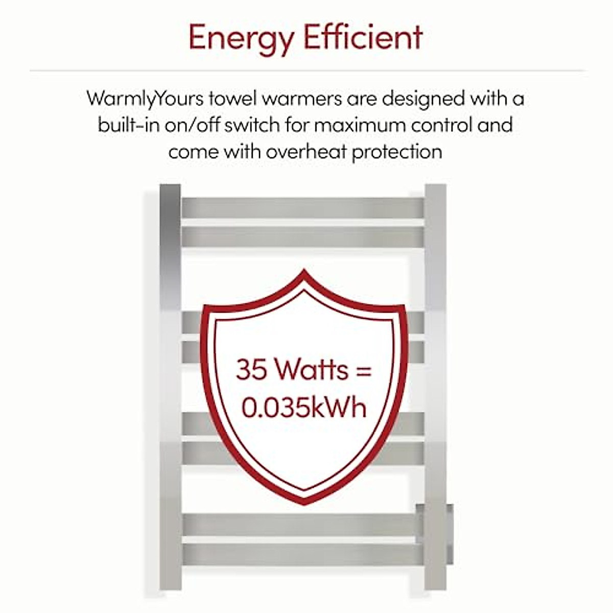 WarmlyYours Radiant Electric Heated Towel Warmer Rack, Hardwired, Integrated On/Off Switch with Light, Stainless Steel, Polished
