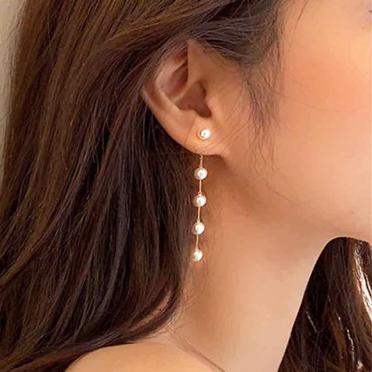 Long Tassel Dangle Pearl Earrings for women Bohemia Pearl Drop Earrings Gold Vintage Pearl Tassel Earrings Wedding Pearl Earrings jewelry for Women