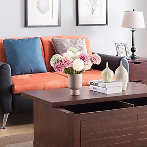 Grunyia Artificial Flowers, 10 Pcs Fake Silk Hydrangea Heads Bridal Wedding Bouquet Home Garden Party Table Centerpieces Decoration (Purple)