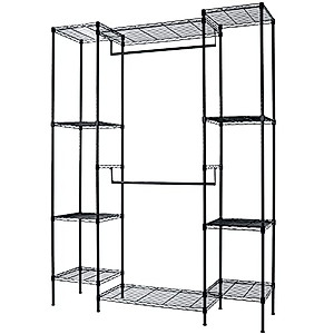 YOHKOH 4 Tiers Wire Garment Rack Heavy Duty Clothes Rack Metal Freestanding Closet for Bedroom, Cloakroom, Clothing store, Laundry room, Walk-in closet and more (63" L x 15.7" W x 78.7" H, Dark)
