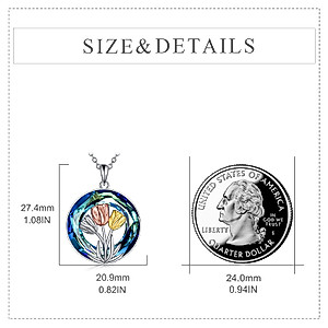 CRMAD Tulips Necklace Sterling Silver Crystal Flower Tulips Jewelry Mother's Day Gifts for Mom