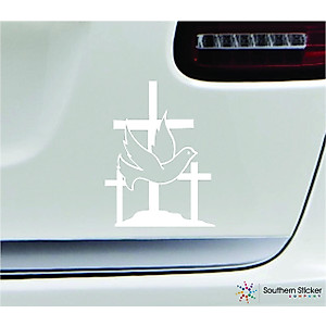 Holy Trinity Dove and Cross 5.2x3.9 White America United States Color Sticker State Decal Vinyl - Made and Shipped in USA