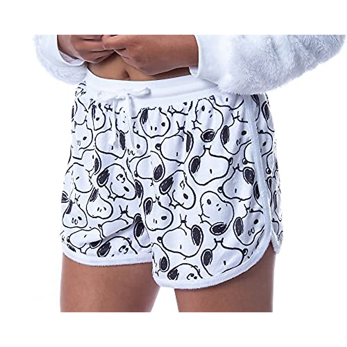 INTIMO Peanuts Womens' Snoopy and Woodstock Sweater and Shorts Sleep Pajama Set (M) White
