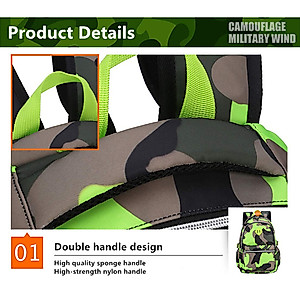 XLERHAZO School Backpack Lunch Box Set Water Repellent Casual Daypack Lightweight Bookbags for Kids (Camouflage Blue)