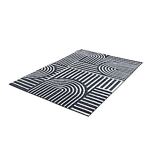 Abani Contemporary Mid-Century Design 5’3” x 7’6” (5'x8') Area Rug Rugs - Modern Non-Shed Arches Print Cream & Black Bedroom Rug