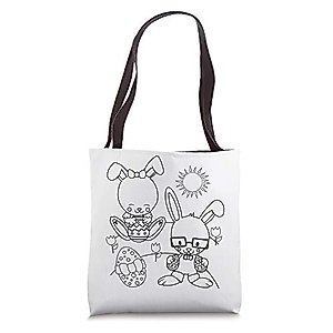 Easter bunny color your own craft for kids coloring gift Tote Bag