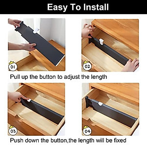 KIKILIE Kitchen Drawer Divider, 3 Pack Adjustable Dividers for Clothes, Utensils - Expandable Dresser Divider 11-17 Inch, 4'' Tall Deep Organizers Drawers Separators, Black, Pack,11-17''Long