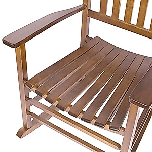 Shine Company Vermont Porch Rocker, High Back Wood Rocking Chair, Oak