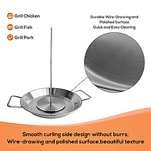 Fengzhe Al Pastor Skewer for Grill, Stainless Steel Vertical Skewer, Brazilian Spit Stand with 3 Spikes,2 Brushes,Ideal for Tacos Al Pastor,Shawarma, Kebabs on Smoker, Oven,with Fat Separator Tray.