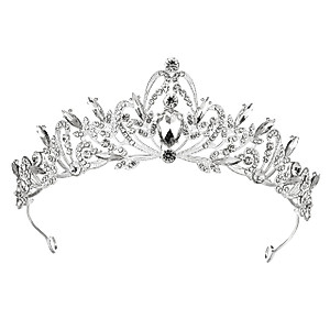 Kamirola Crystal Crowns and Tiaras Headband for Girl or Women Birthday Party Wedding Prom Bridal Christmas Valentine Mother's DayTR20 (Silver)