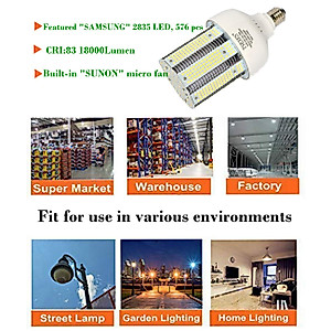 TSEXES 120W LED Corn Cob Bulb,E26/E39 Mogul Base Lamp, 6000K Daylight 18000LM Replacement 400-600 Watt Metal Halide HID HPS CFL, for Garage Warehouse Parking lot High Bay Work Shop Lamp