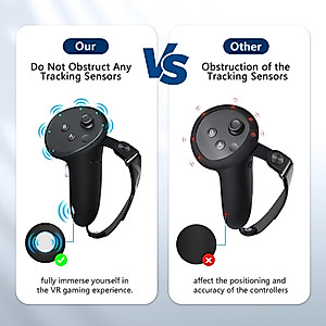 AMVR Upgraded Controller Grips Cover Compatible with Meta/Oculus Quest 3S/Quest 3 Accessories, with Battery Opening Cover and Knuckle Straps Protector