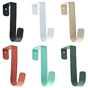 Famgee Over Door Hook Set Single Z-Shaped Metal Door Hangers Organizer Rack for Hanging Clothes Coats Hats Bag Backpack Towels Hold Up to 22Lbs - 6 Colors