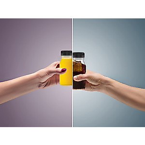 3 Pcs 8 oz Plastic Juice Bottle Reusable Transparent Bulk Beverage Containers for Juice, Milk And Other With Black Lids