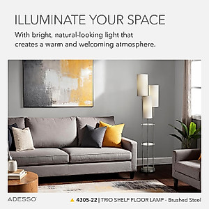 Adesso 4305-22 Trio Floor Lamp, 68.00 x 14.00 x 11.70 inches, Brushed Steel